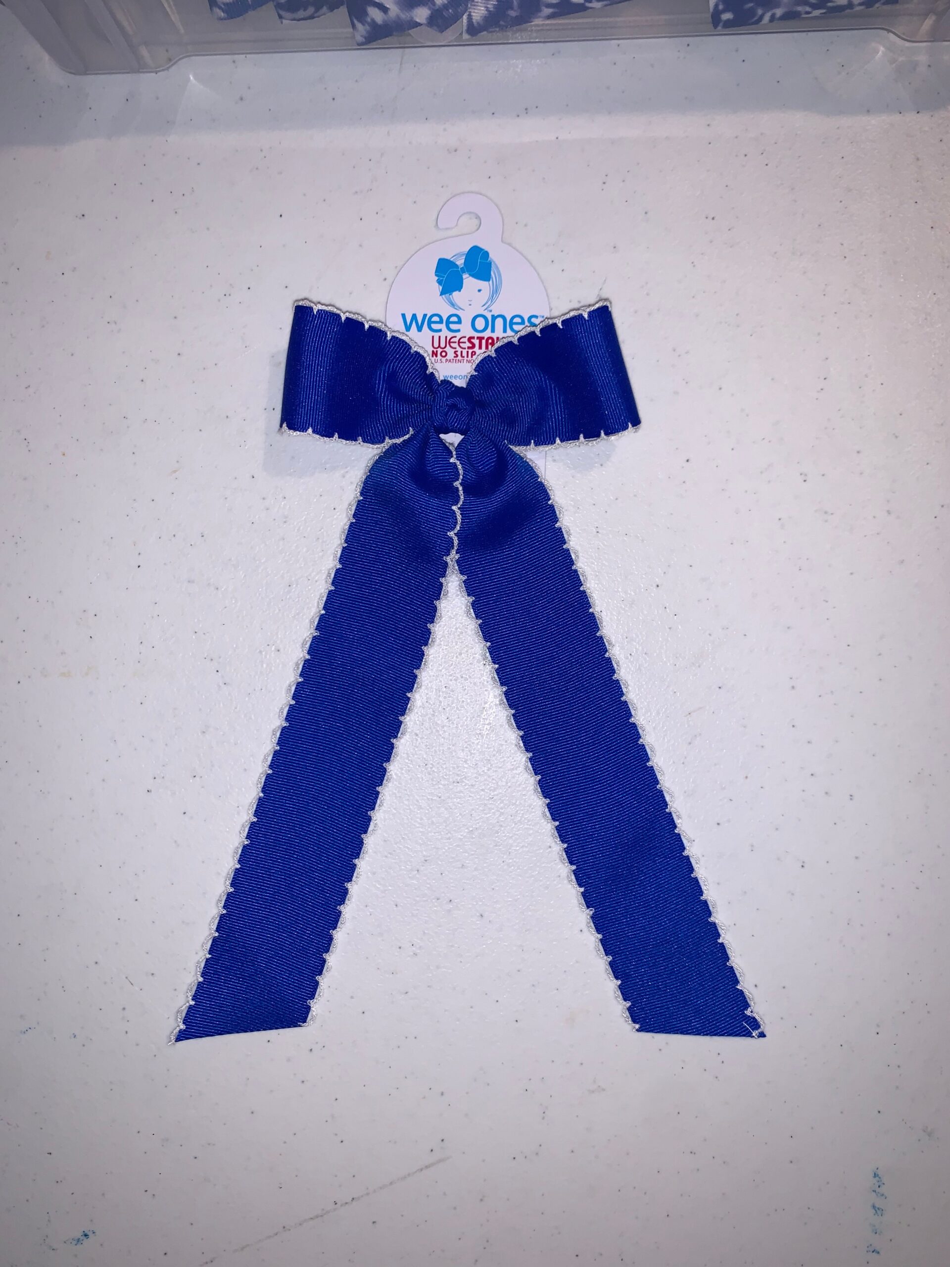Moon Stitch Royal Blue Bow with Tails - Medium Bow - Crafting with Brandy