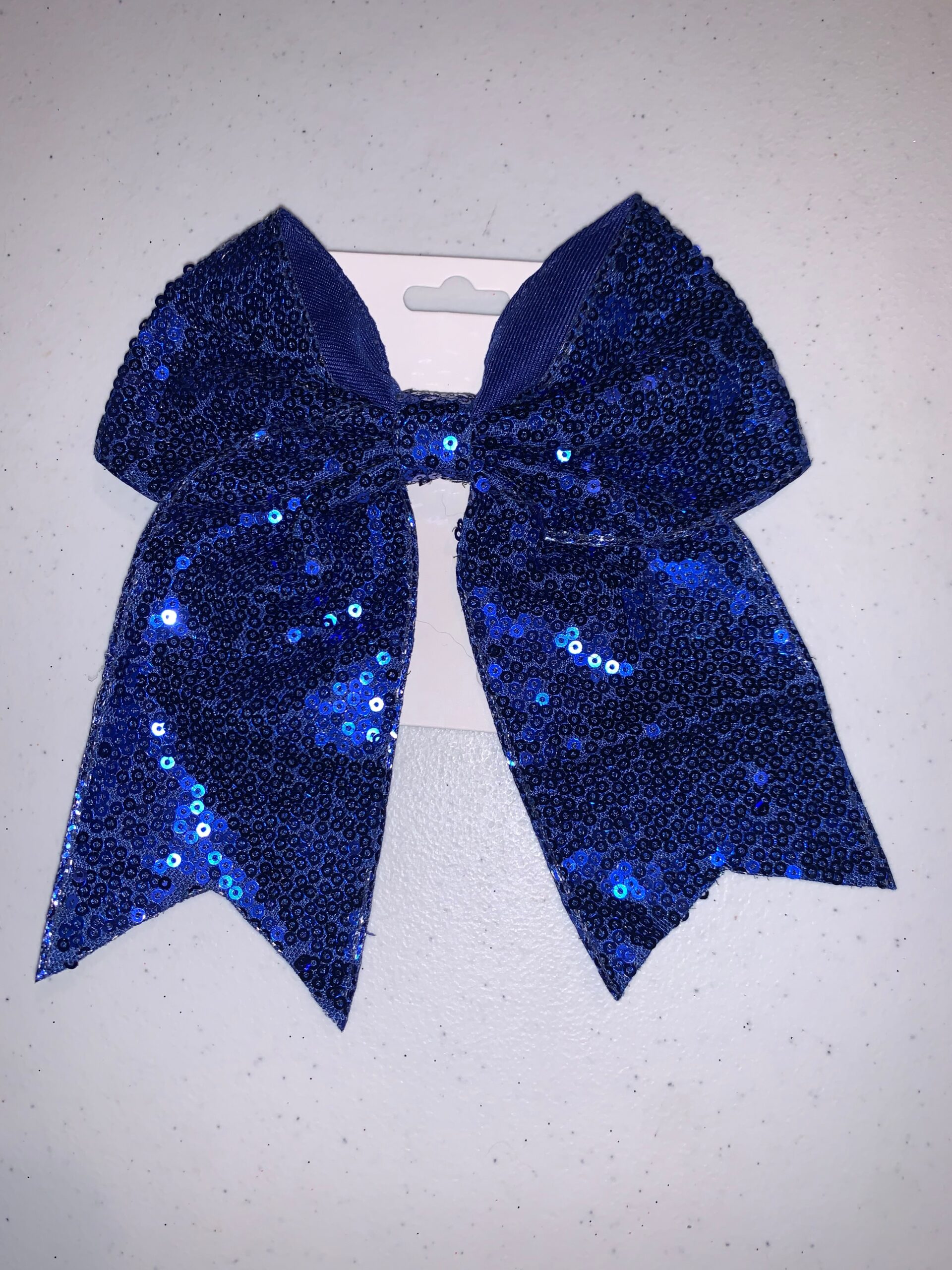Large Glitter Royal Cheer Bow Ponytail - Crafting with Brandy