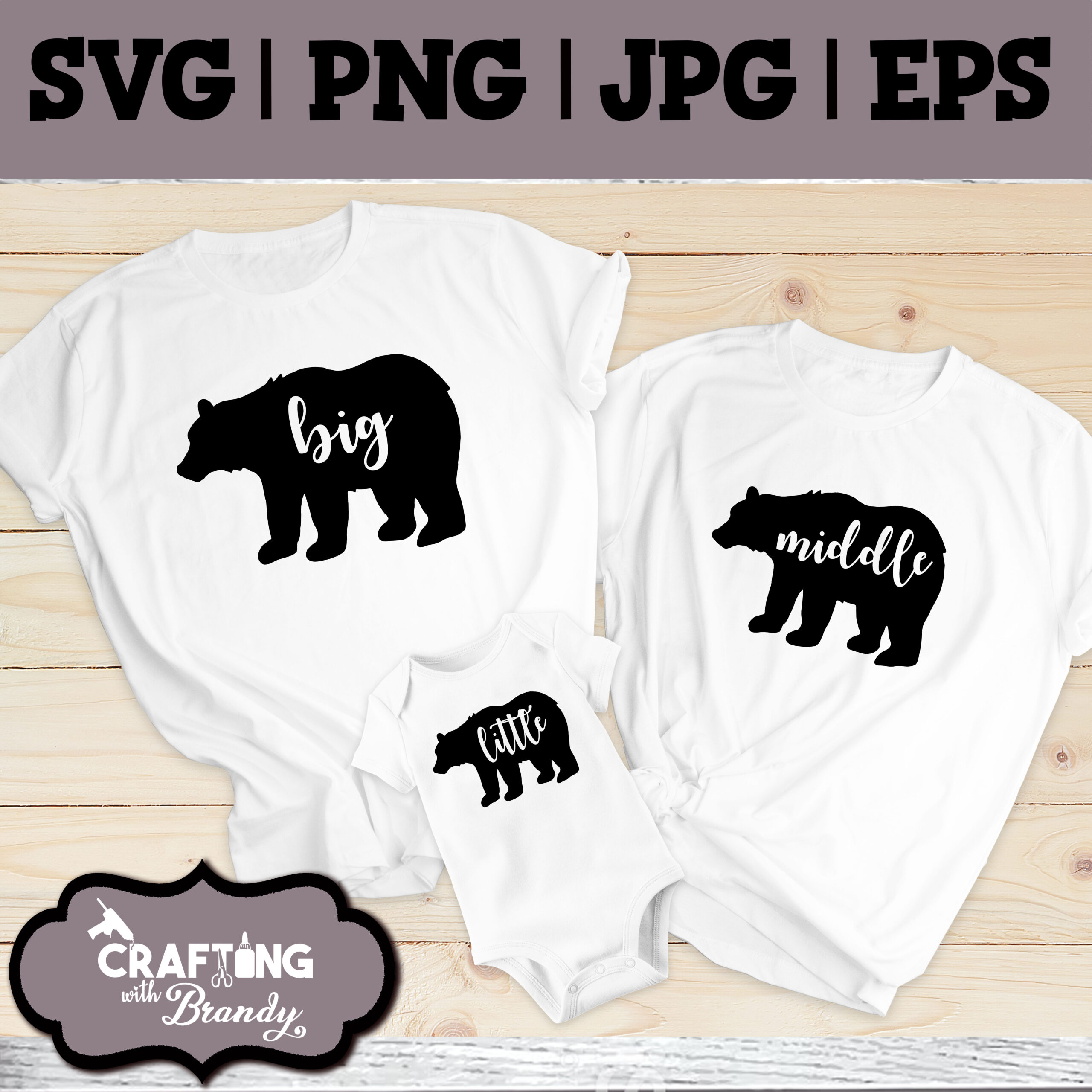 Big Middle Little Bear Set of 3 Designs | SVG | PNG | JPG | eps cut ...