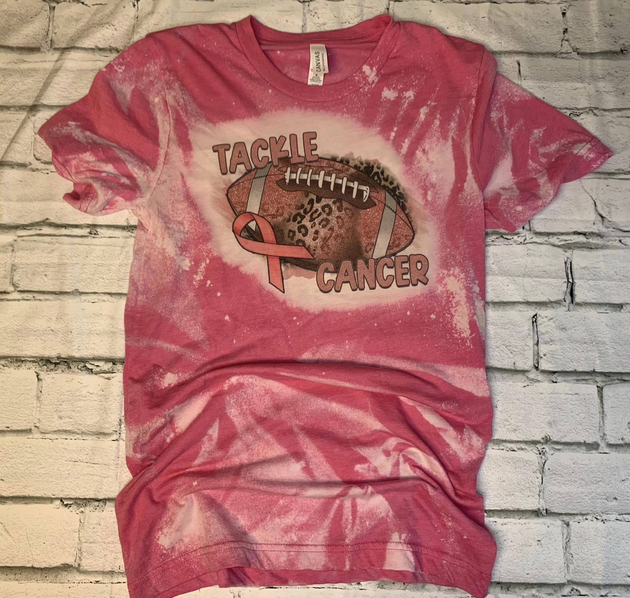 Pink Tackle Cancer Reverse Bleached Shirt - Crafting with Brandy
