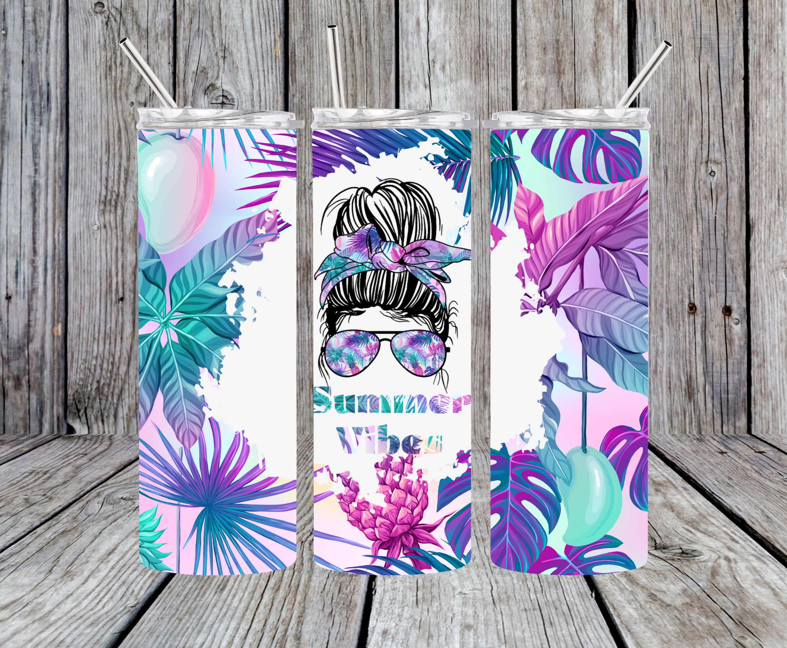 Messy Bun Summer Vibes Sublimation Tumbler - Crafting with Brandy