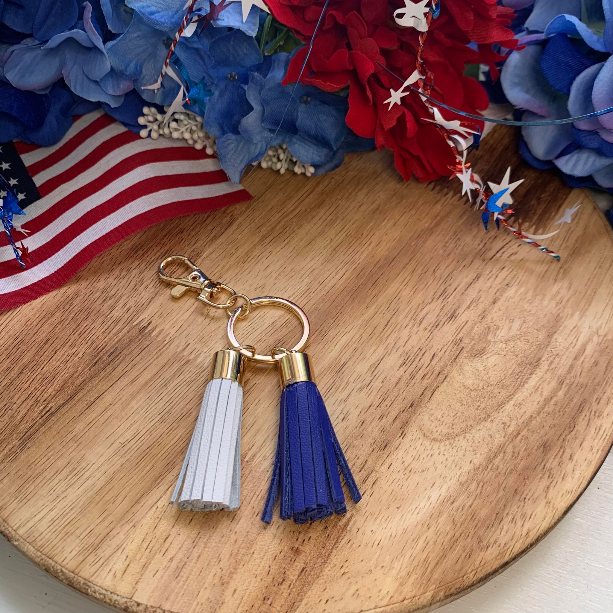 Royal White Double Tassel Key Ring - Crafting with Brandy