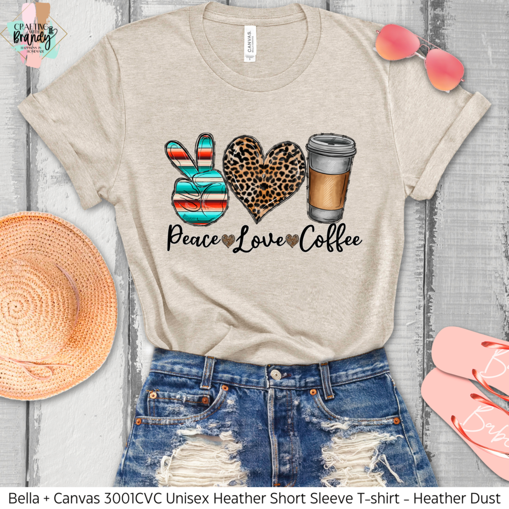 Peace Love Coffee Cheetah Heart Shirt - Crafting with Brandy