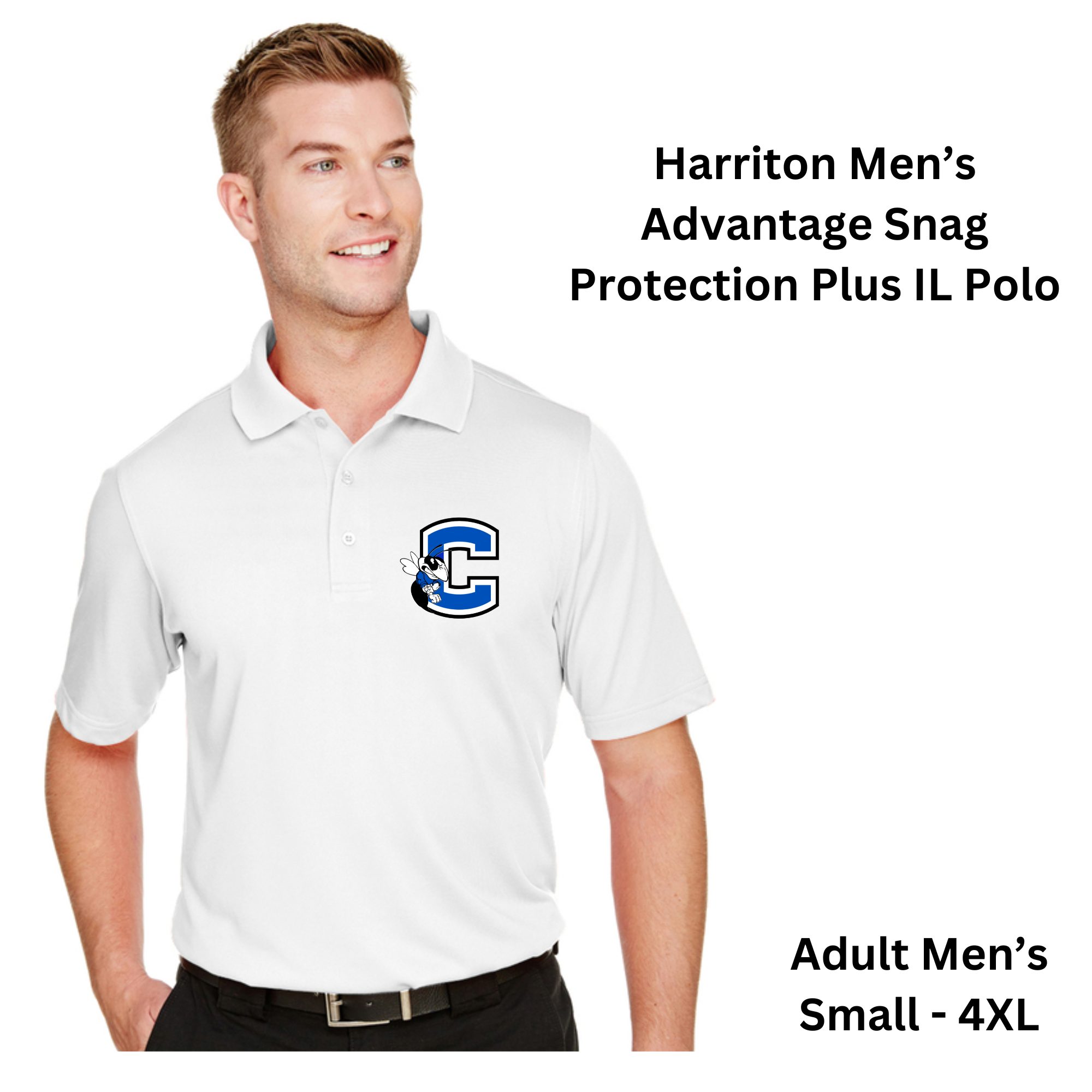Harriton Men's Chelsea Polo WHITE - Crafting with Brandy
