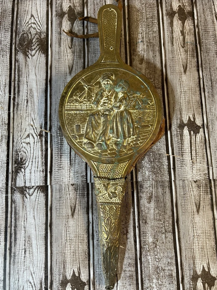 Antique Lombard Brassware England, Brass & Leather Bellows 14” Needs ...