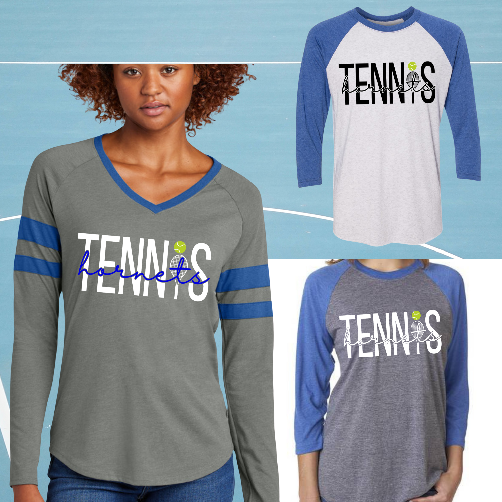 Hornets Tennis Cursive Raglan Set - Crafting with Brandy