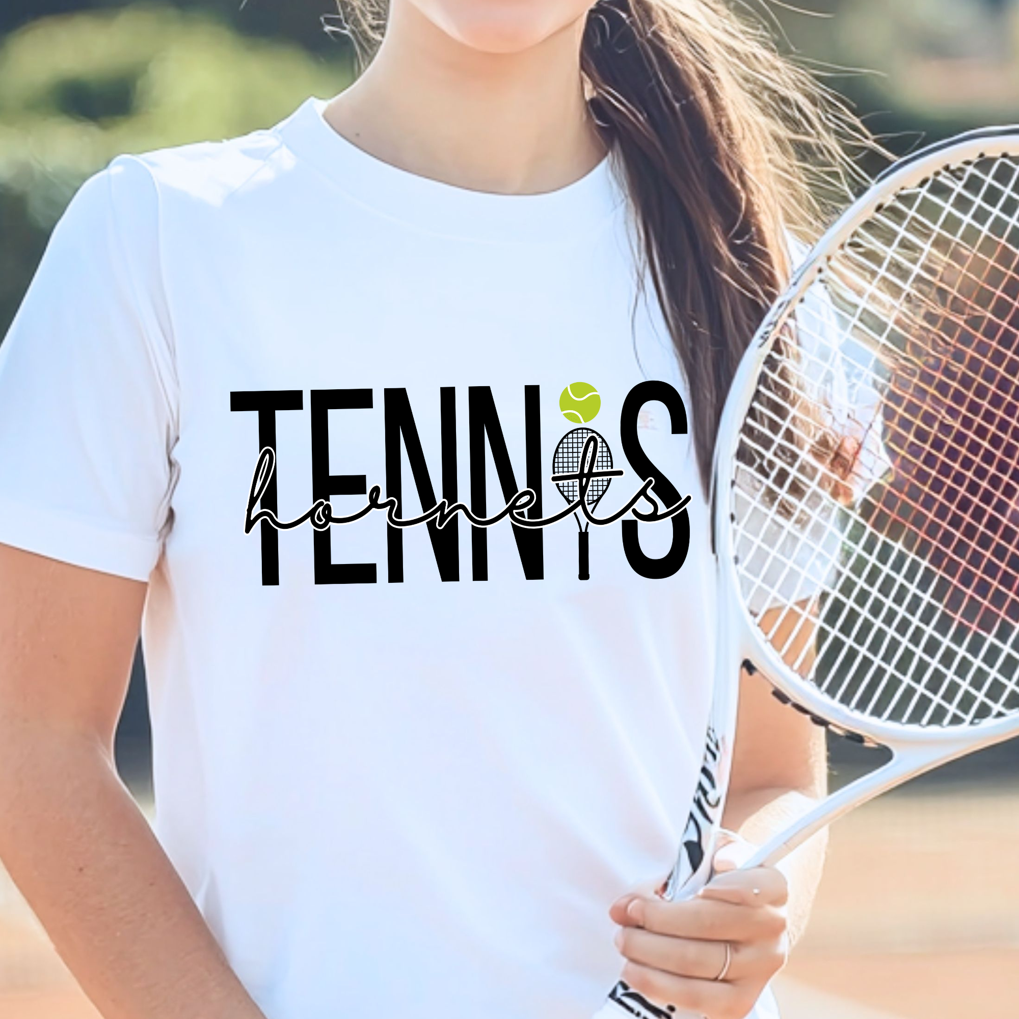 Hornets Tennis Cursive Tshirt Set - Crafting with Brandy